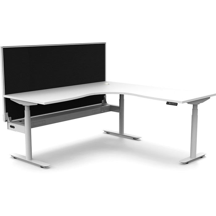 Halo+ Corner Workstation + Screen + Cable Tray | Office Furniture Designs