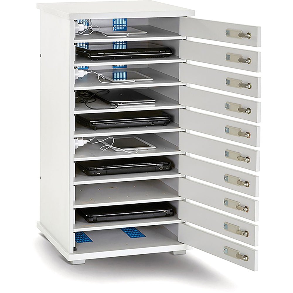 LapCabby Lyte 10 Device Horizontal Laptop Charging Locker White ...
