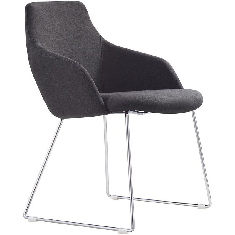 Oscar Chair Chrome Sled Base Charcoal Fabric | Office Furniture Designs