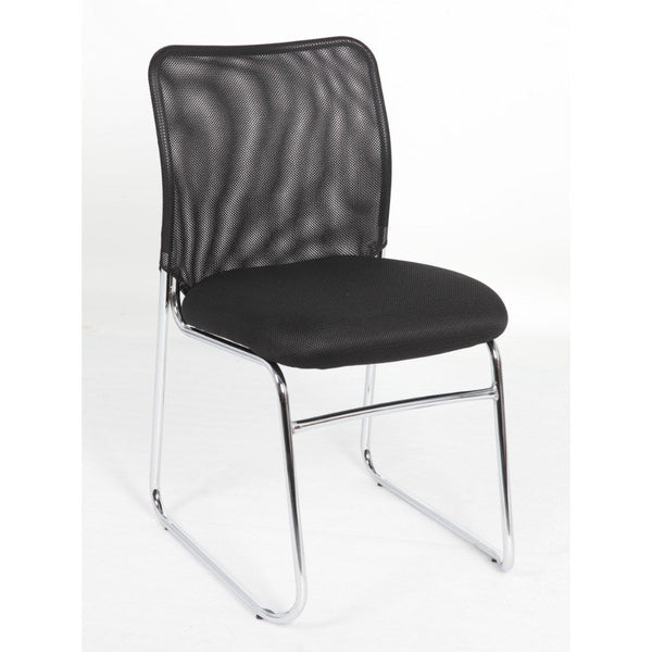 Studio Visitor Chair Chrome Sled Base Mesh Back Fabric Black | Office ...