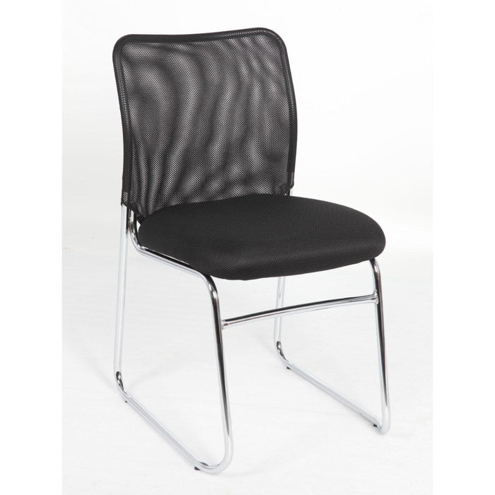 Studio Visitor Chair Chrome Sled Base Mesh Back Fabric Black | Office ...