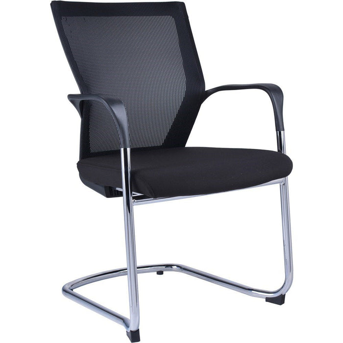 WMCC Meeting Chair Mesh Back Black Padded Fabric | Office Furniture Designs