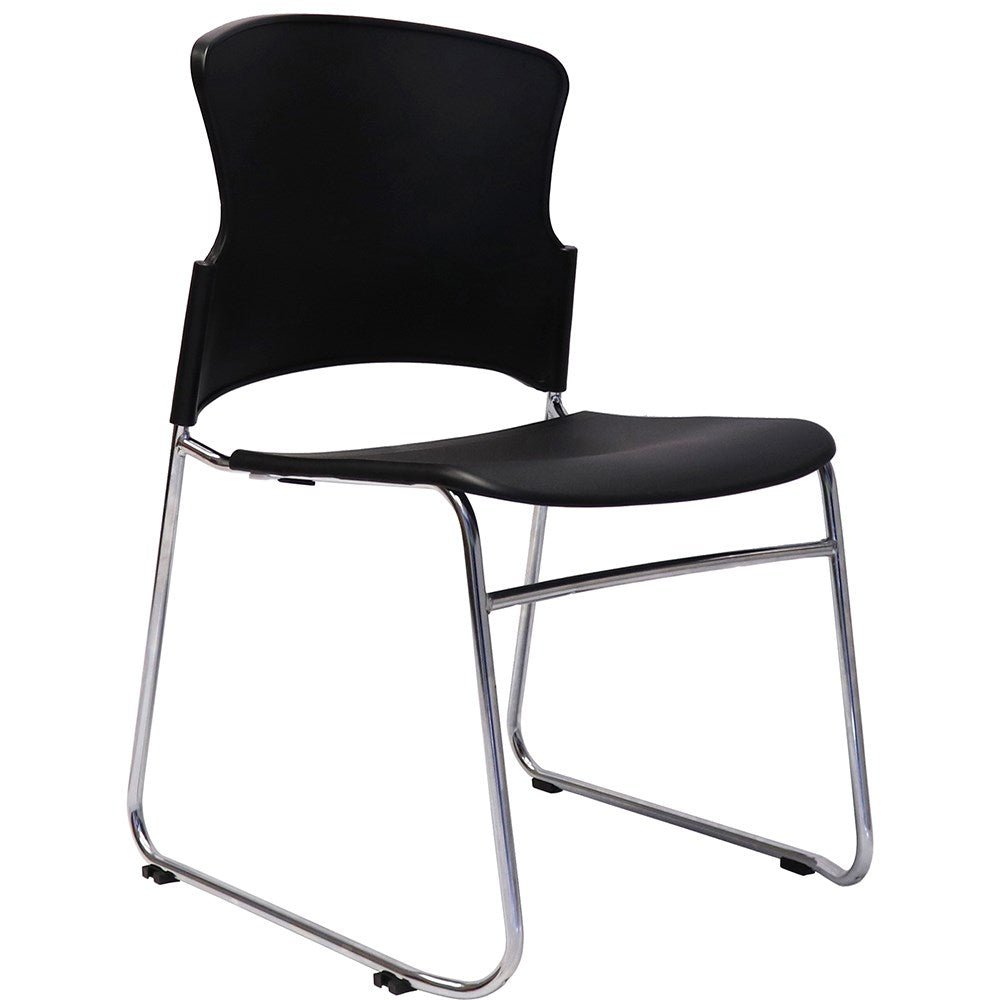 Zing Visitor Chair Chrome Sled Base Black | Office Furniture Designs